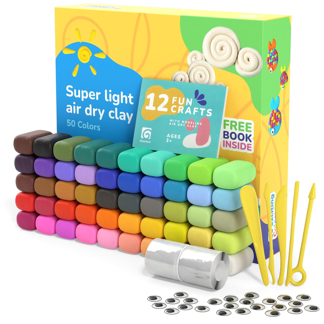 Air Dry Clay Kit: 50 Colors, Googly Eyes, Modeling Tools - Etsy