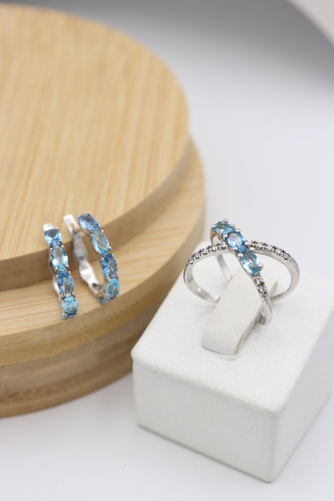 London Blue Quartz Silver SET Sterling Silver SET Blue Oval Quartz Blue ...