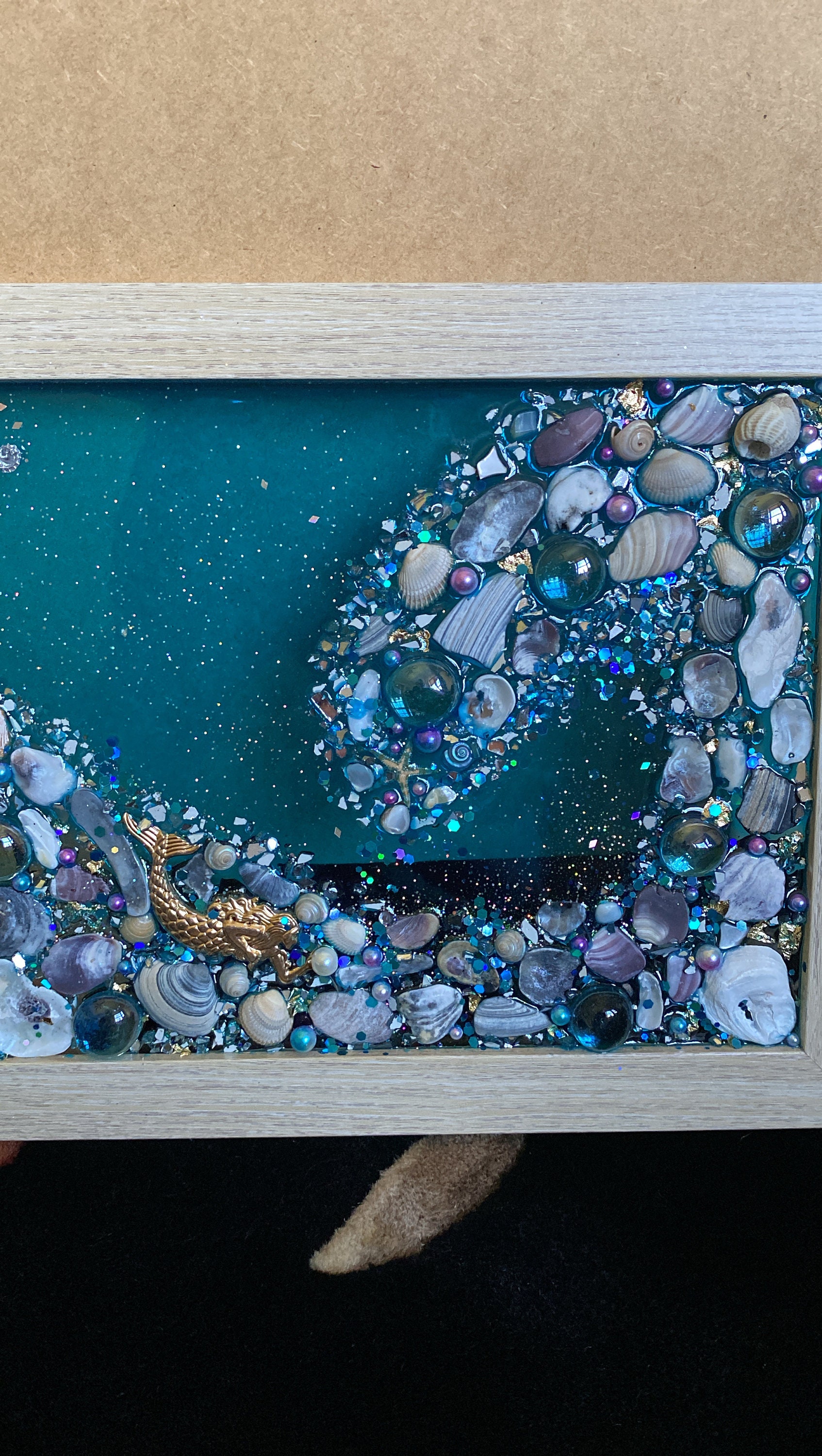 Sea Shell Glass Window Art Coastal Seascape Resin Art/ Shell Medley ...