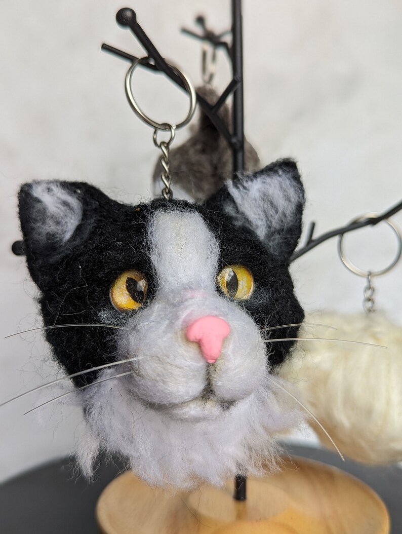 Handmade Felted Animal Head Keychains 3.5 Inches Wide. Pet Loss. Pet ...