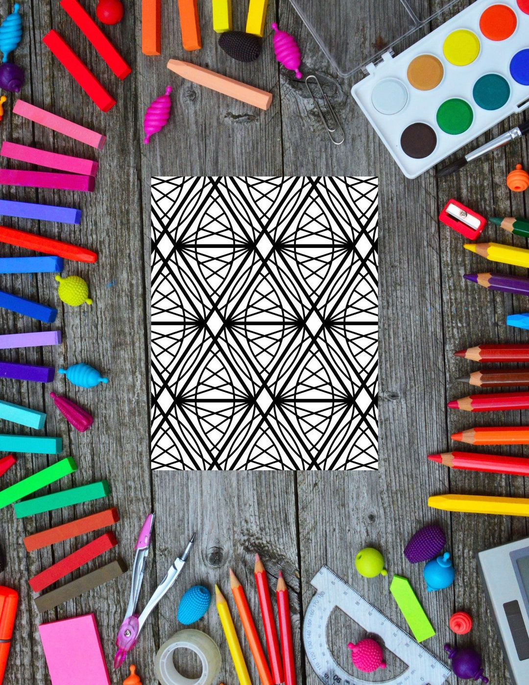 Bold Geometric Coloring Page, Digital Coloring Page, Adult Coloring ...