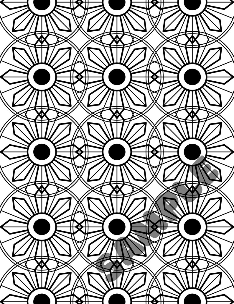 Bold Geometric Coloring Page, Digital Coloring Page, Adult Coloring ...