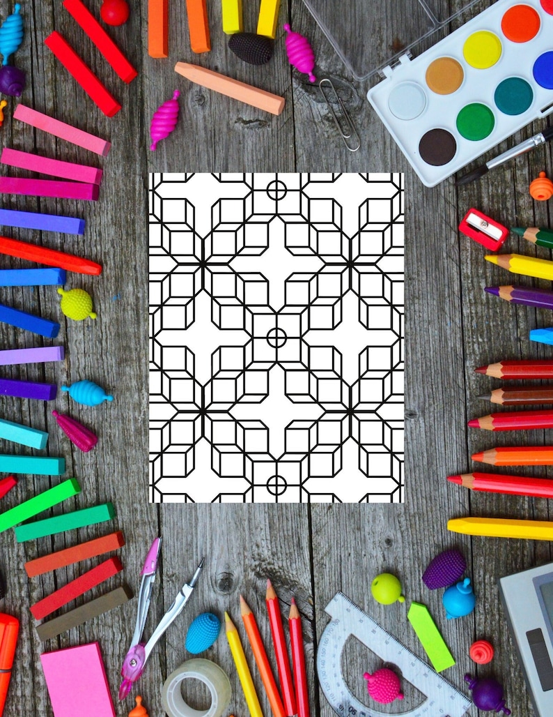 Bold Geometric Coloring Page, Digital Coloring Page, Adult Coloring ...