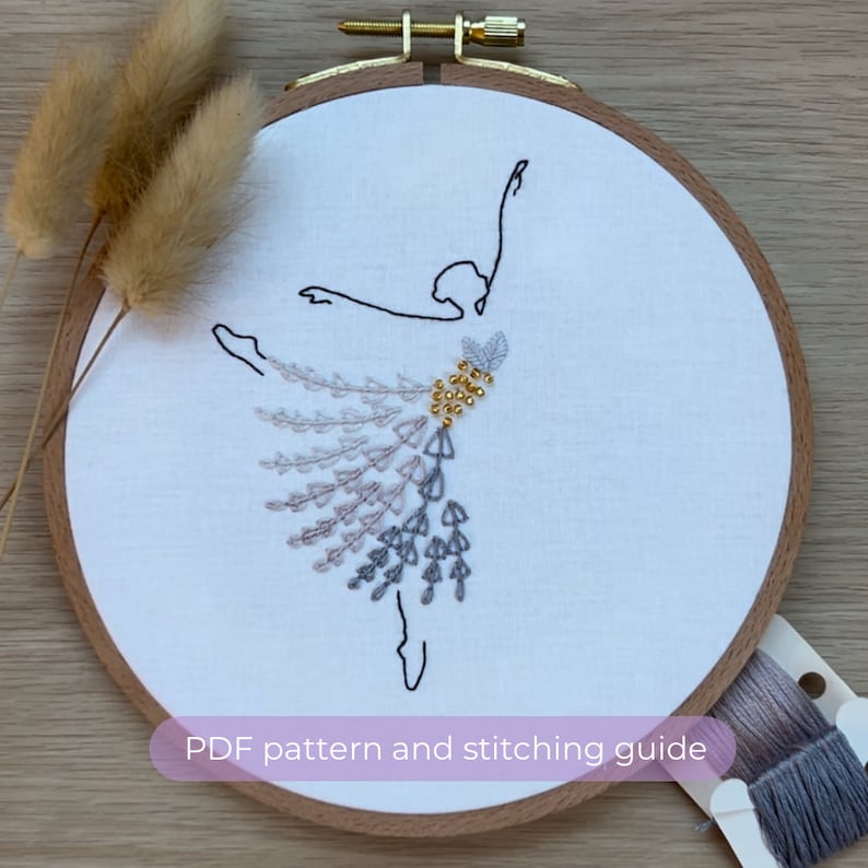 Ballerina Dancers Embroidery Pattern| Dancer | Ballet | Floral Design ...