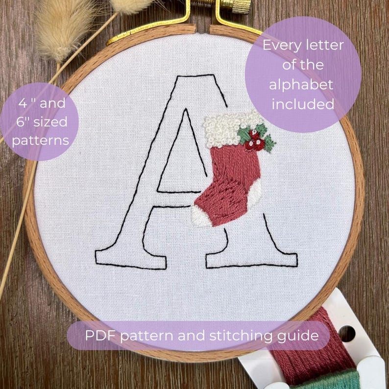 Christmas Alphabet Embroidery Pattern | Monogram | Letter |ornament ...