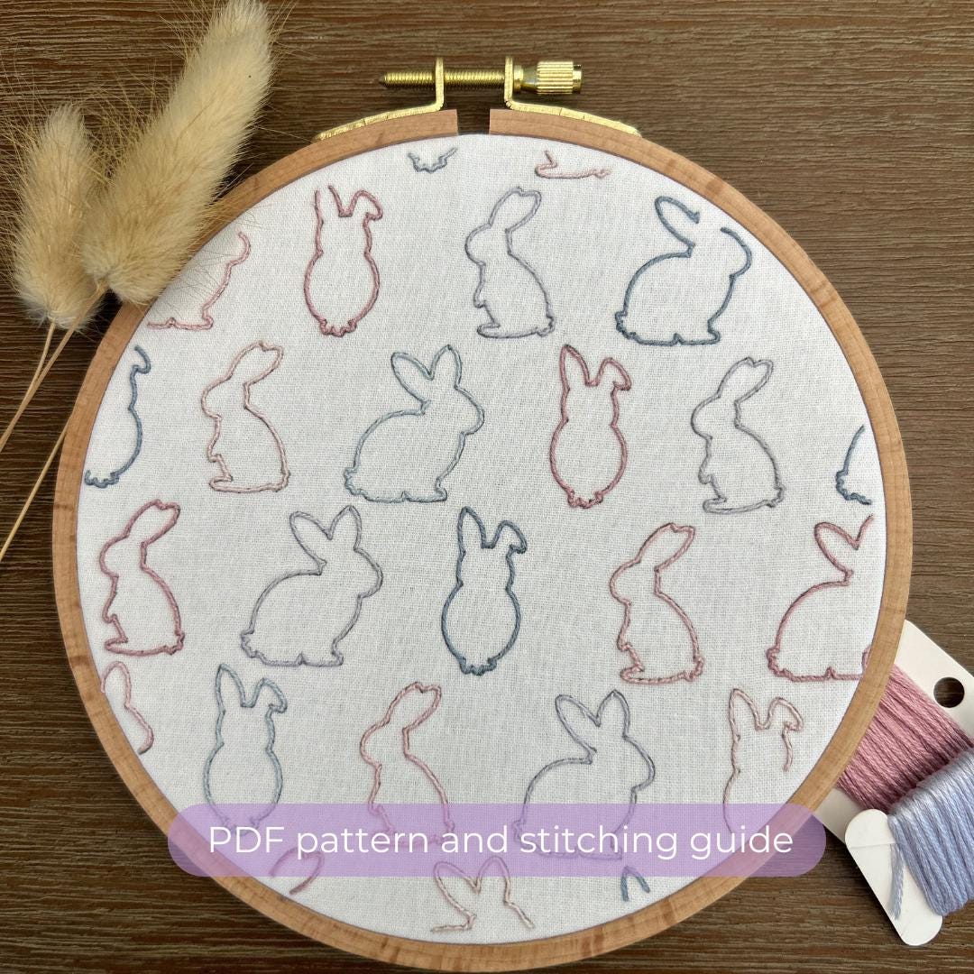 Bunnies Embroidery Pattern | Easter | Pastel | Rabbit | Bunny | DIY ...