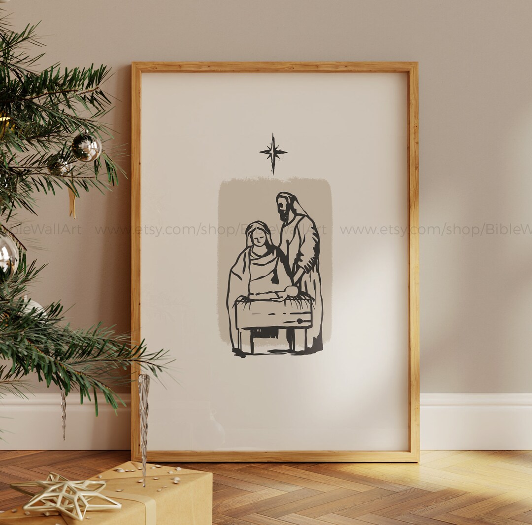 Nativity Scene Art Christmas Religious Artwork Birth of - Etsy