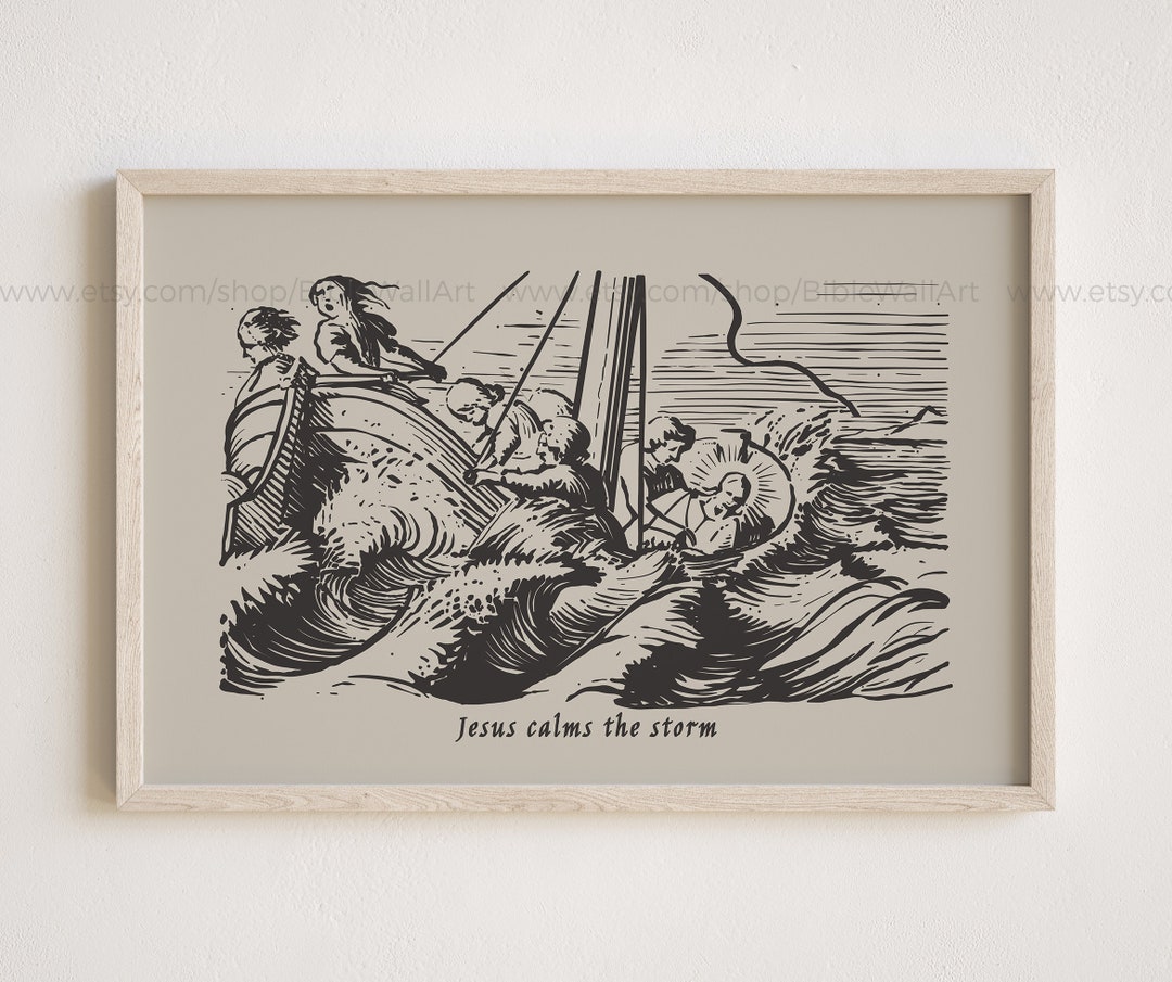 Jesus Calms the Storm – Peace Be Still Vintage Bible Story Print ...
