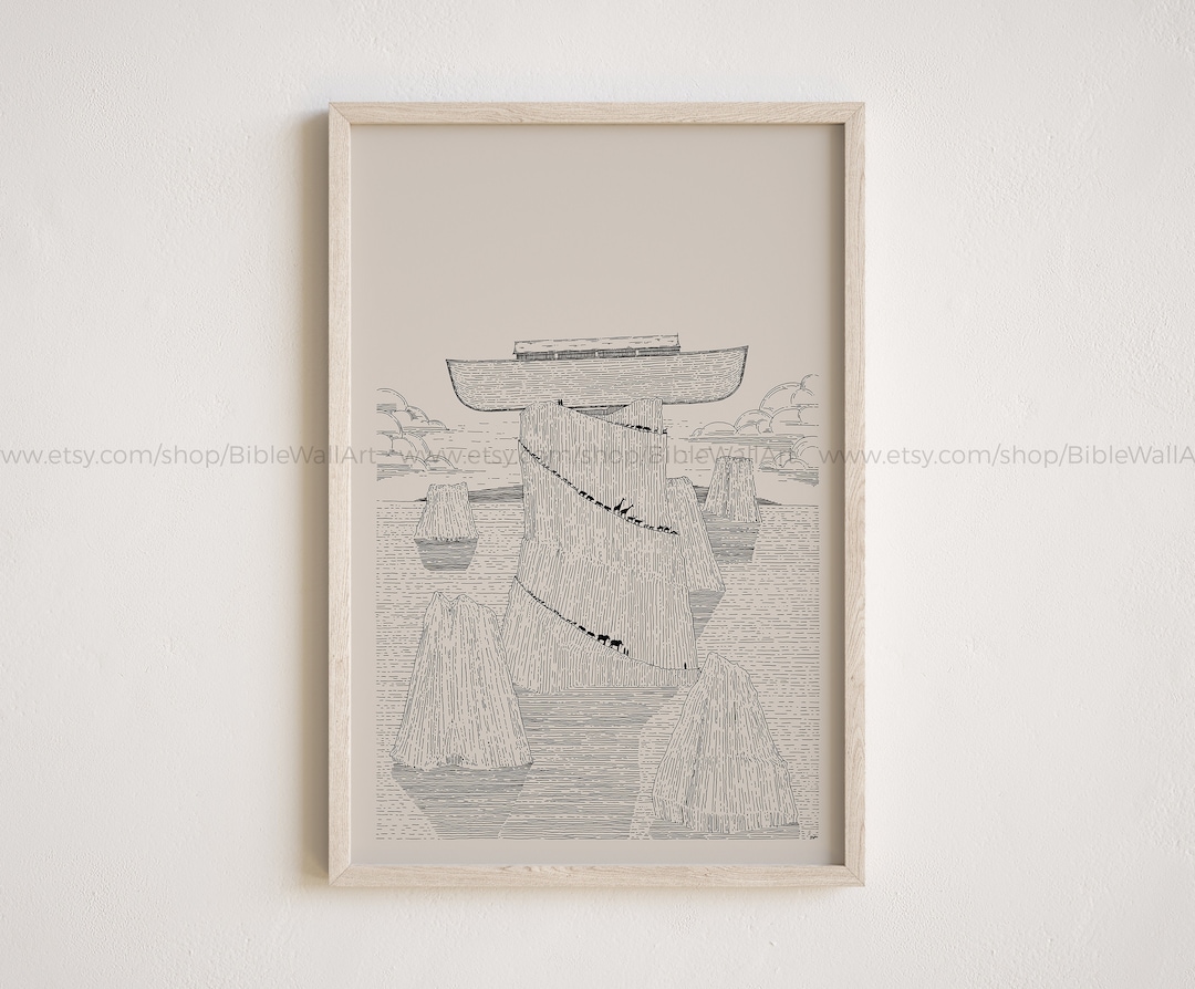 Noah's Ark Bible Story, Christian Office Decor, Faith Wall Art, Old ...