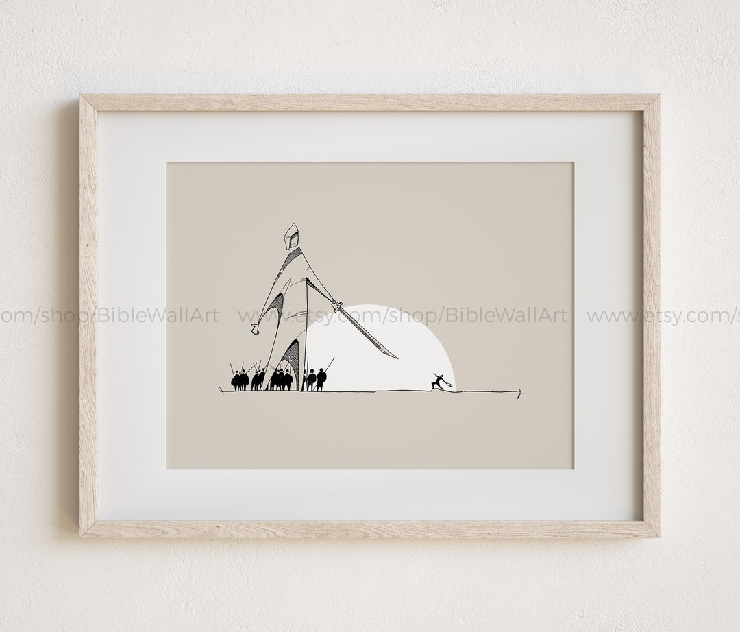 David and Goliath Bible Story, 1 Samuel 17 Original Christian Art ...