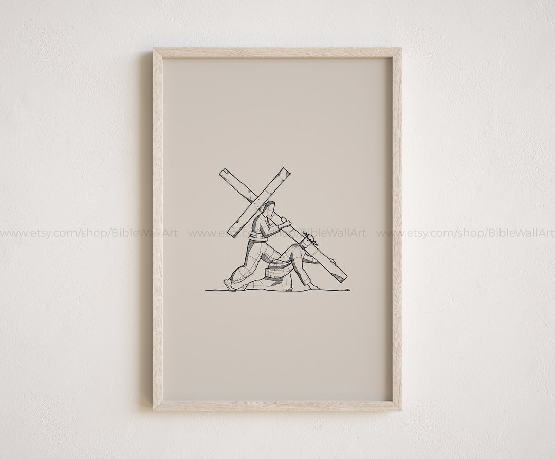 Simon Carrying Jesus'cross, Life of Jesus Printable, Minimalist ...