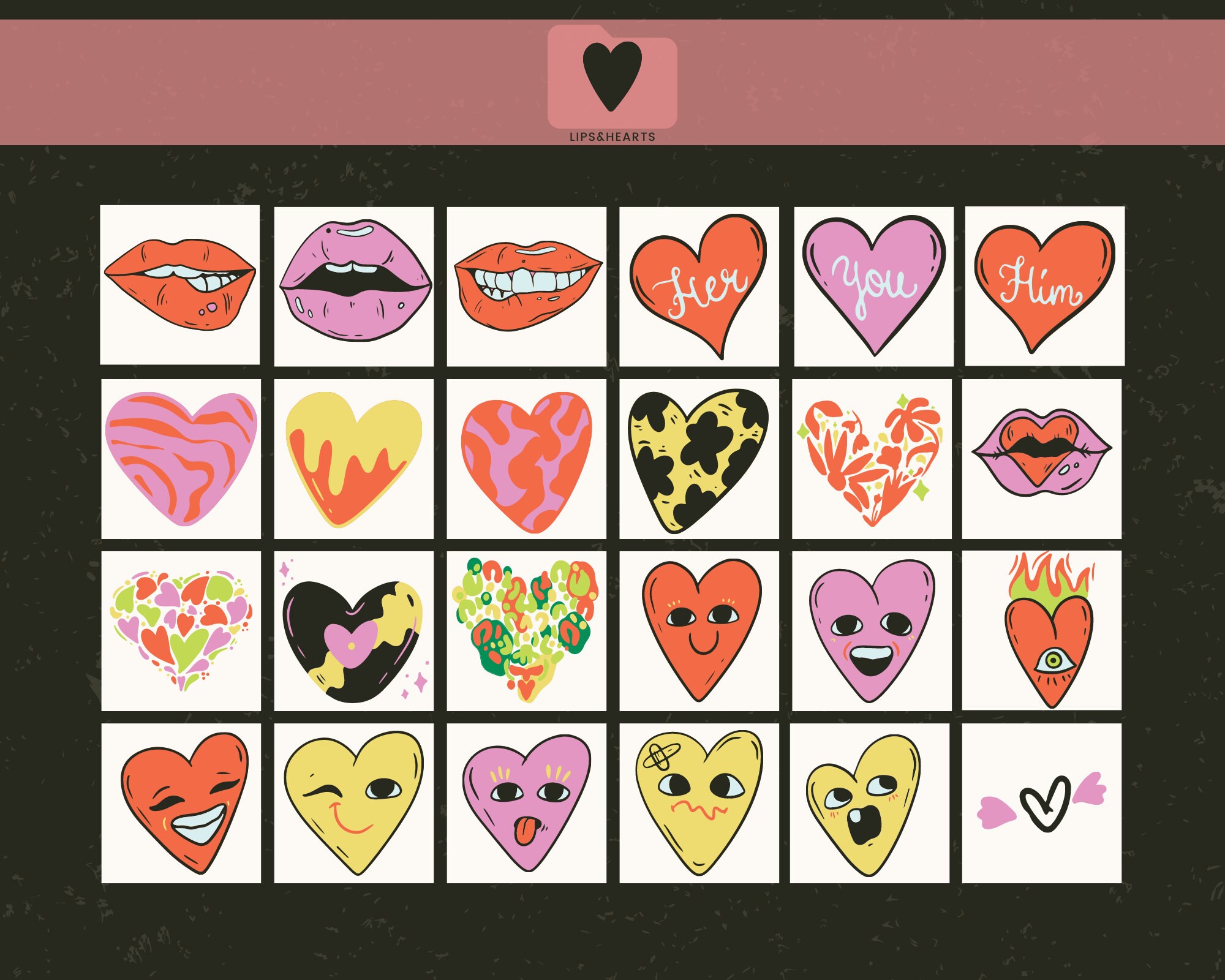 Valentine's Day Clipart Valentine's Day Vector Art, 100 Graphics, Love ...