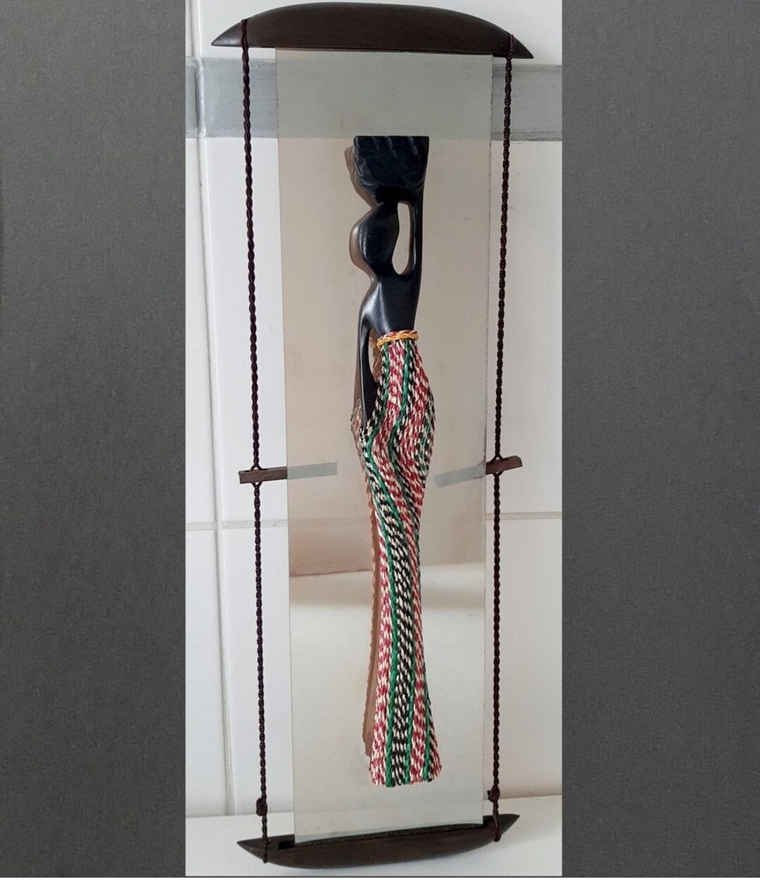 Ebony Wood Statuette of a Woman With Mirror Frame - Etsy