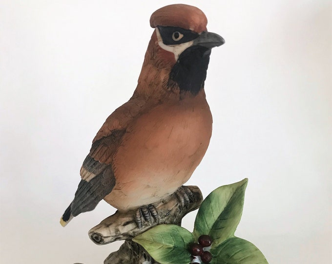 Andrea by Sadek Porcelain Bisque Cedar Waxwing Bird Figurine WITH BASE ...