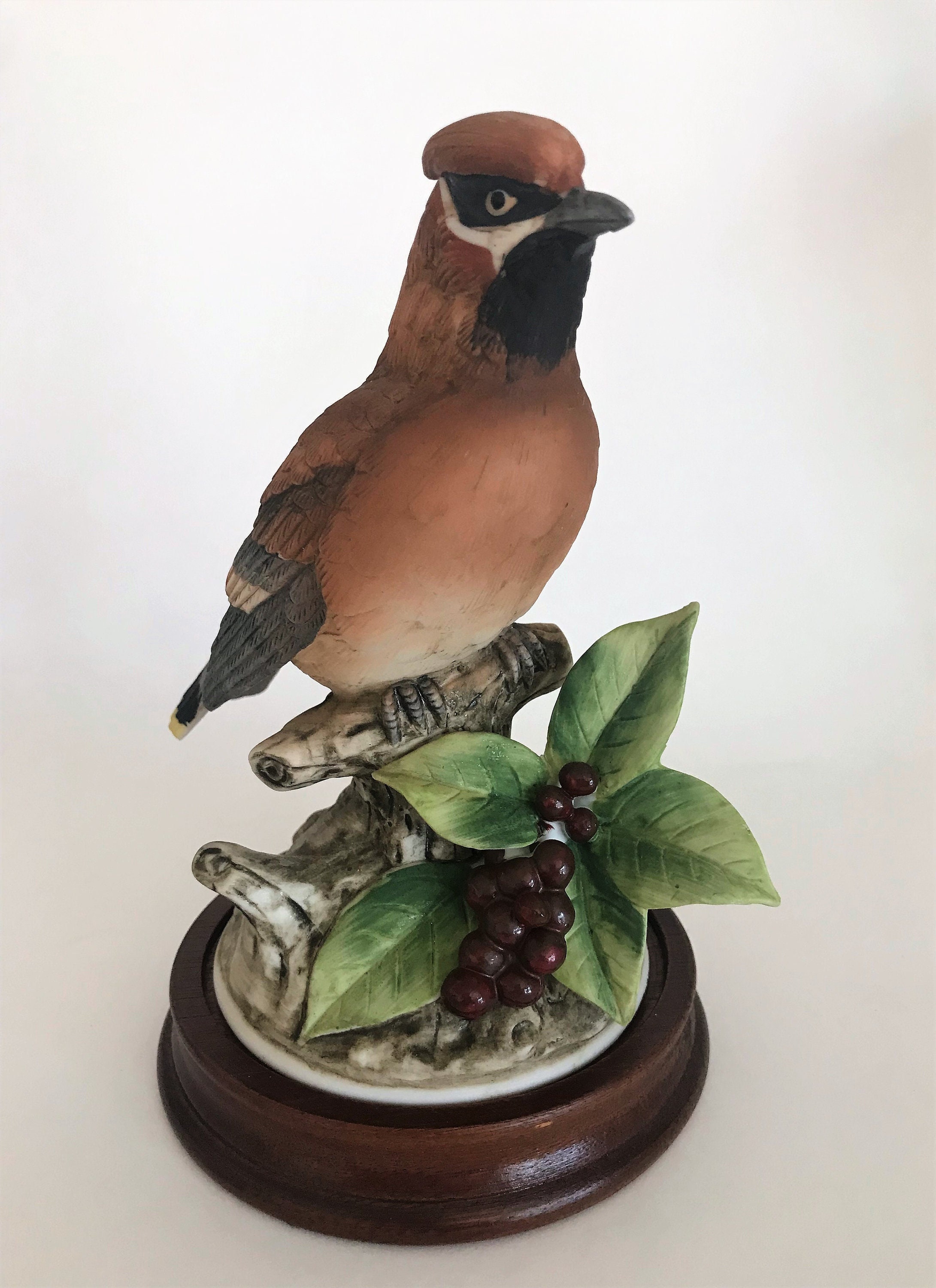 Andrea by Sadek Porcelain Bisque Cedar Waxwing Bird Figurine WITH BASE ...