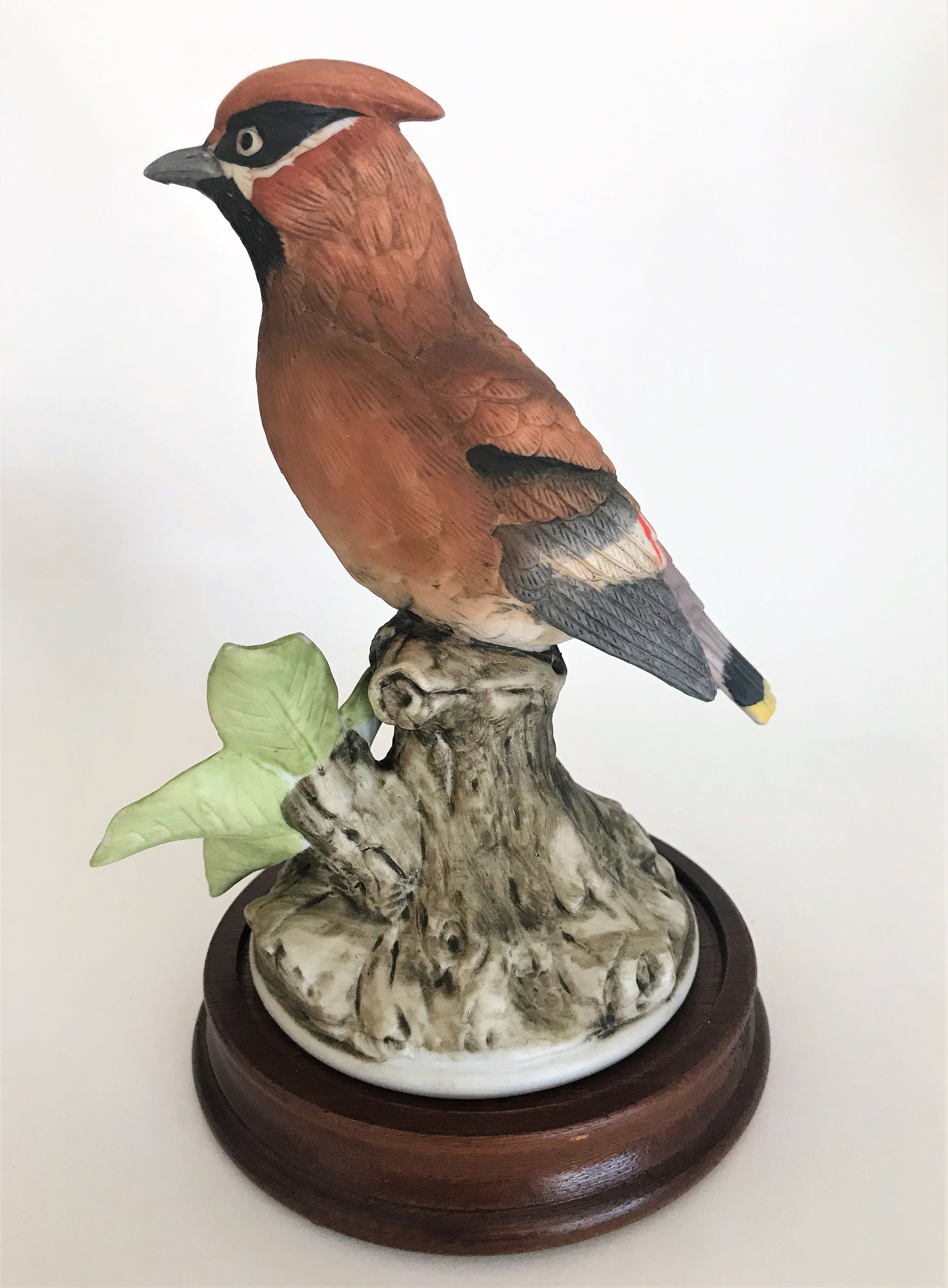 Andrea by Sadek Porcelain Bisque Cedar Waxwing Bird Figurine WITH BASE ...