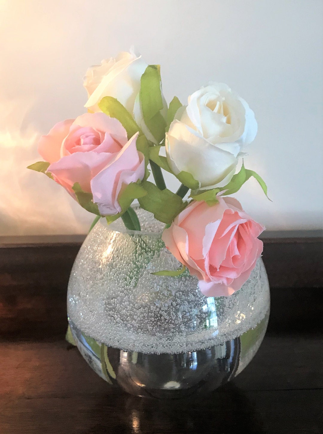 Bulicante Blown Glass Bud Vase, Polish Controlled Bubble Orb ...