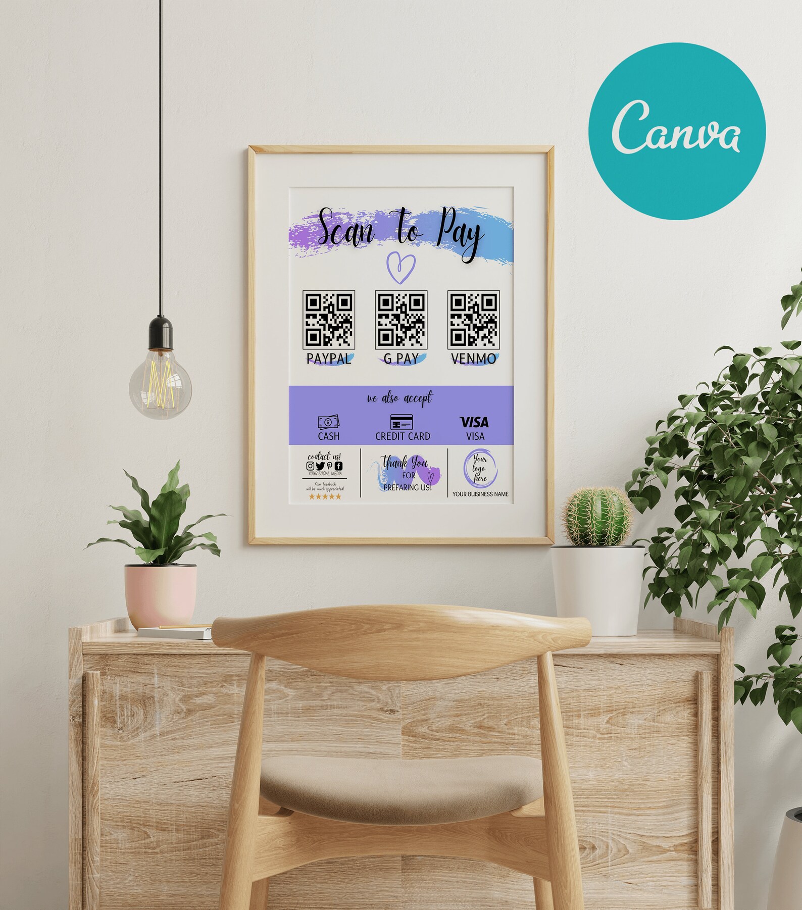 Payment Sign Template Printable Payment Sign Scan to Pay - Etsy
