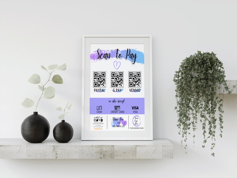 Payment Sign Template Printable Payment Sign Scan to Pay - Etsy