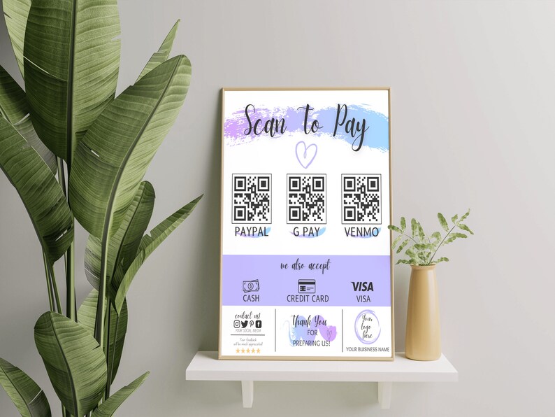 Payment Sign Template Printable Payment Sign Scan to Pay - Etsy