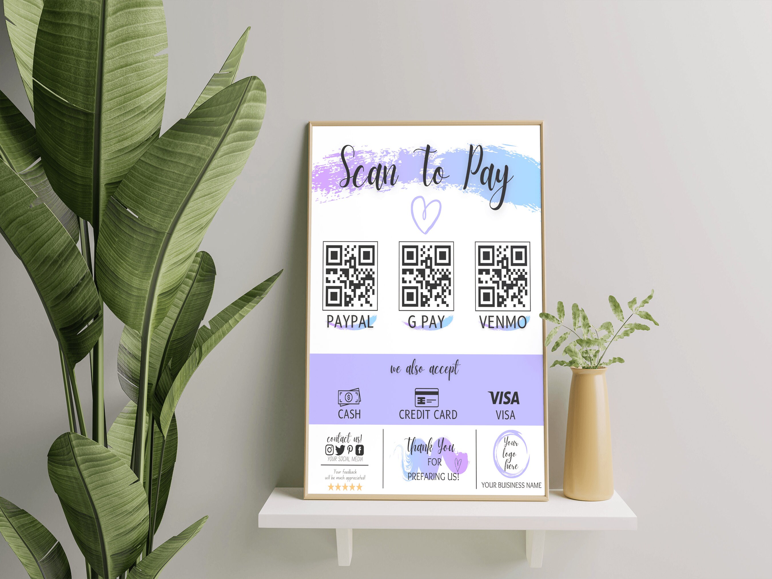 Payment Sign Template Printable Payment Sign Scan to Pay - Etsy