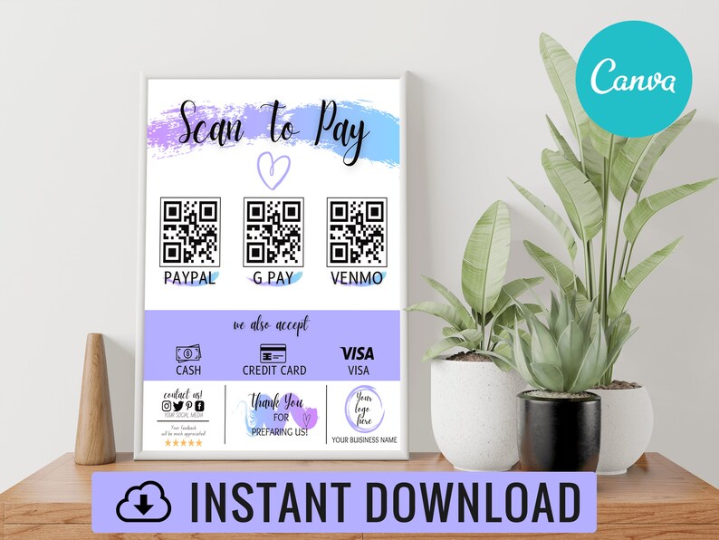 Payment Sign Template Printable Payment Sign Scan to Pay - Etsy