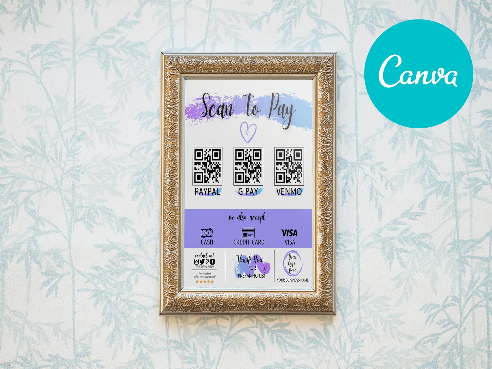 Payment Sign Template Printable Payment Sign Scan to Pay - Etsy