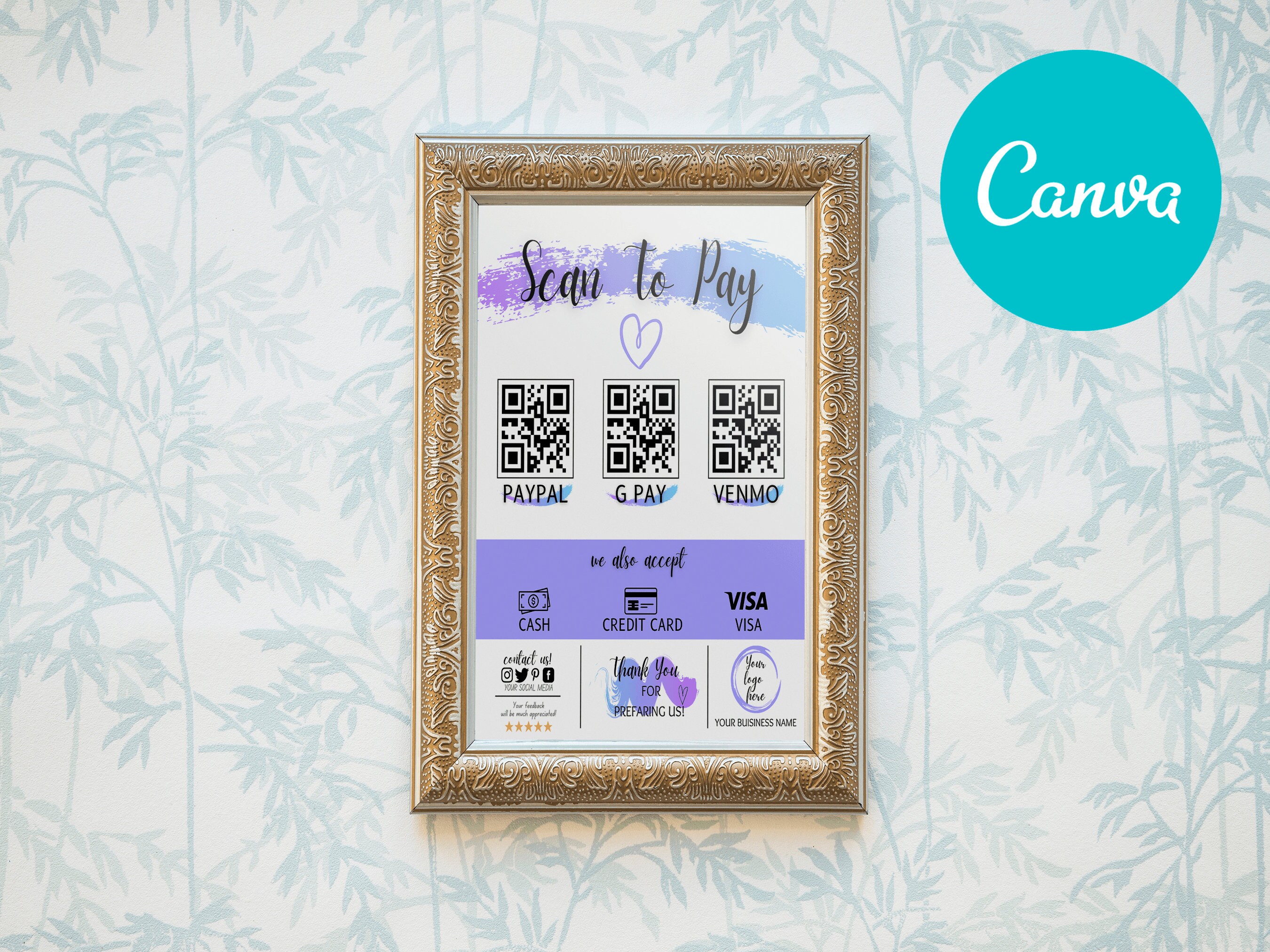 Payment Sign Template Printable Payment Sign Scan to Pay - Etsy