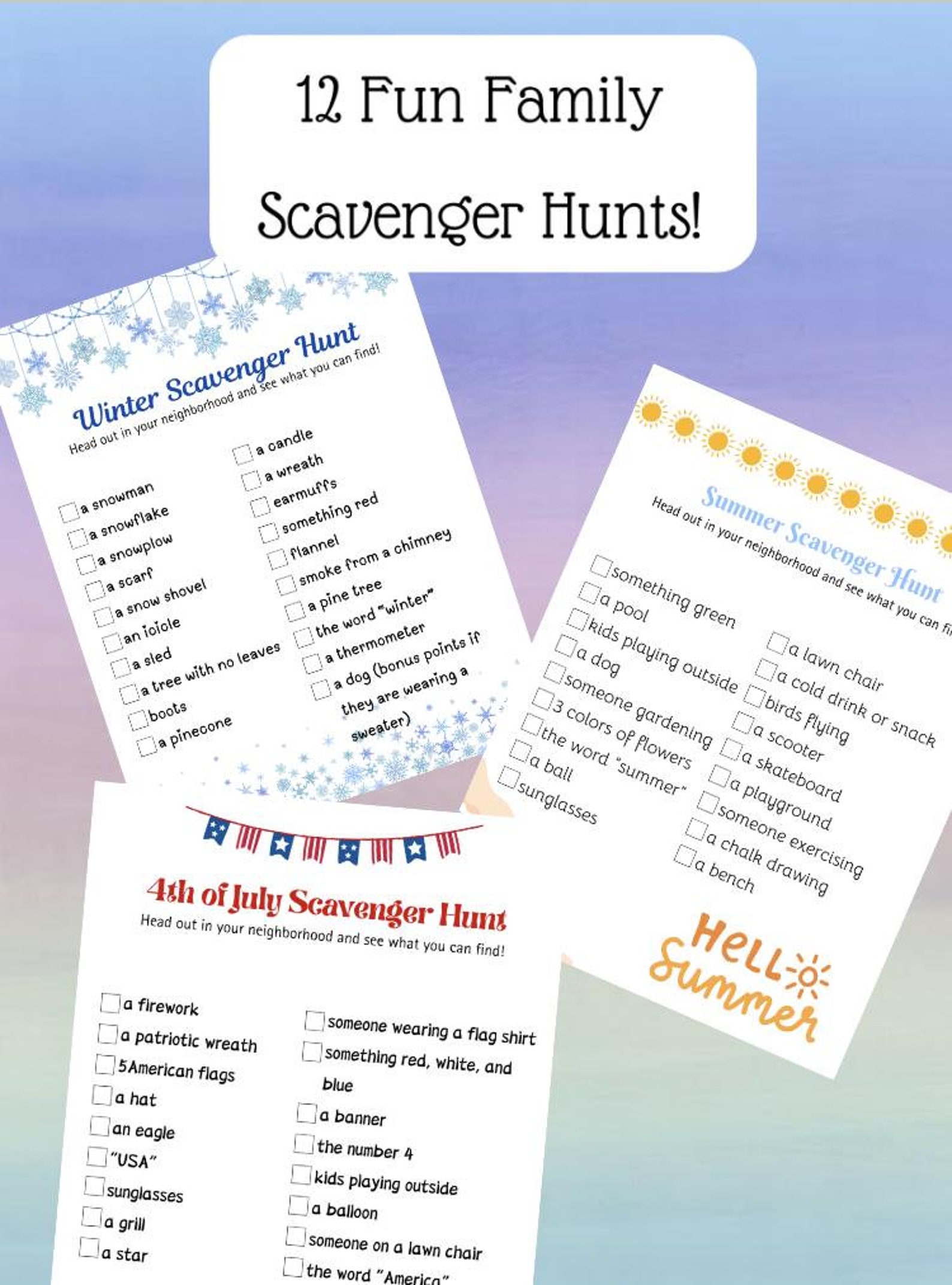 A Year of Scavenger Hunts! Bundle of 12 Fun Activities! Holiday and ...