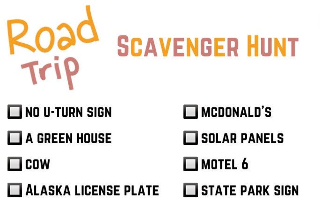 Road Trip Scavenger Hunts - 2 Difficulty Levels! - Etsy