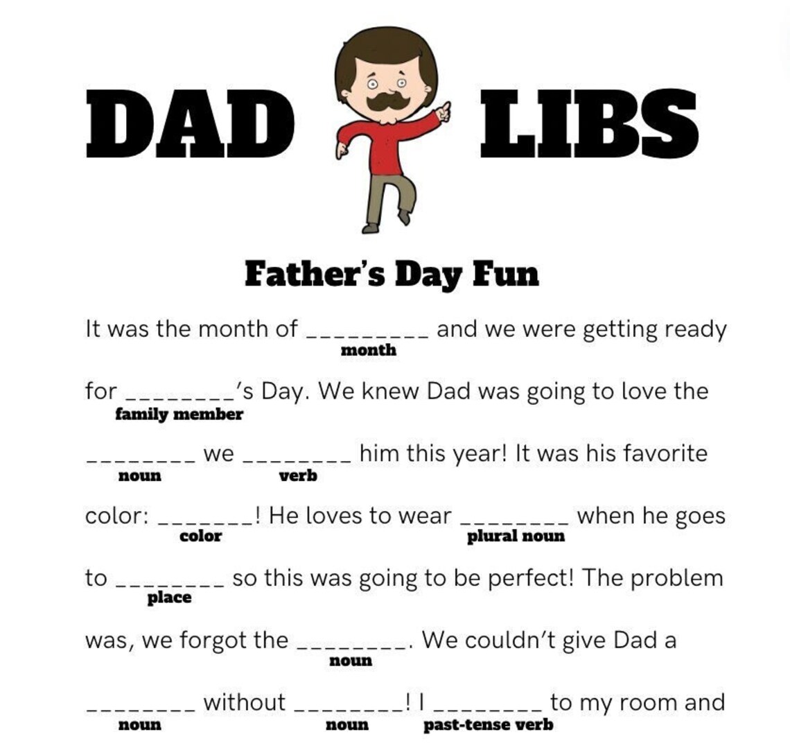 Dad Libs - A Fun Father's Day Activity! - Etsy