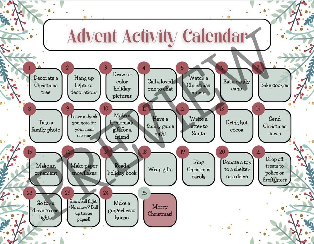 Christmas Activity Advent Calendar! Fun for the Whole Family! - Etsy
