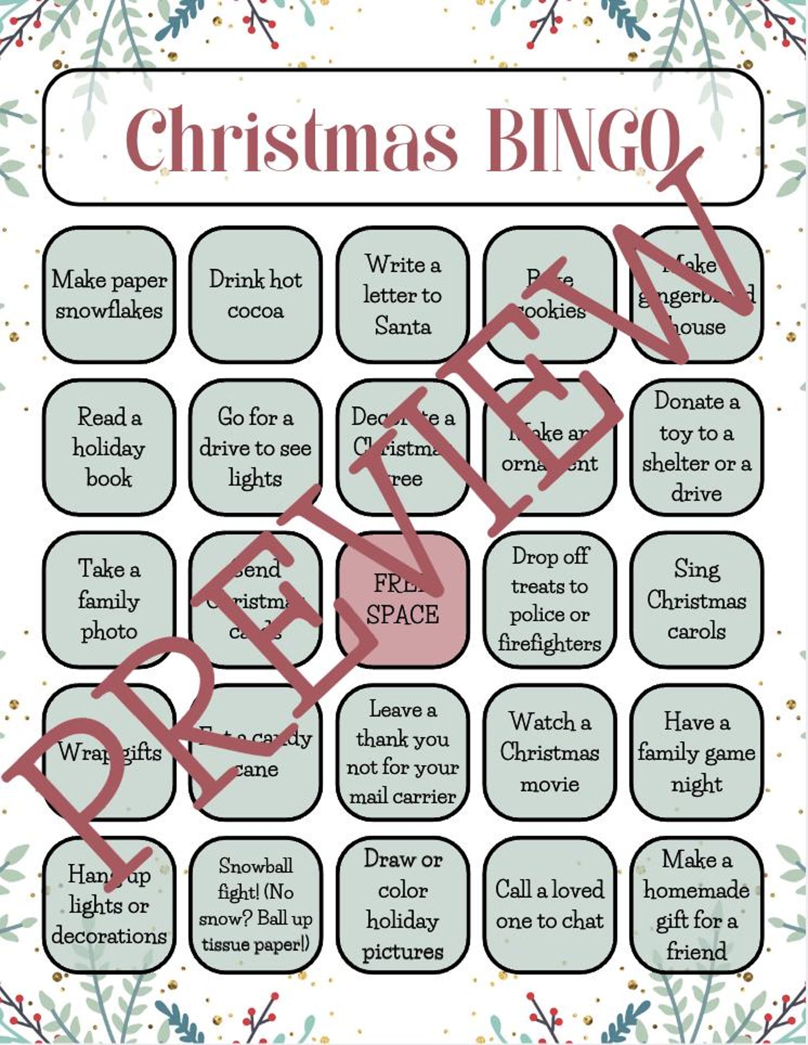 Christmas BINGO Countdown to Christmas for the Whole Family. Activity ...