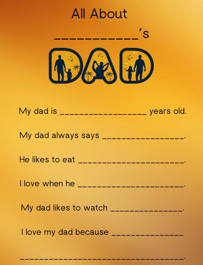All About Dad Father's Day Printable - Etsy