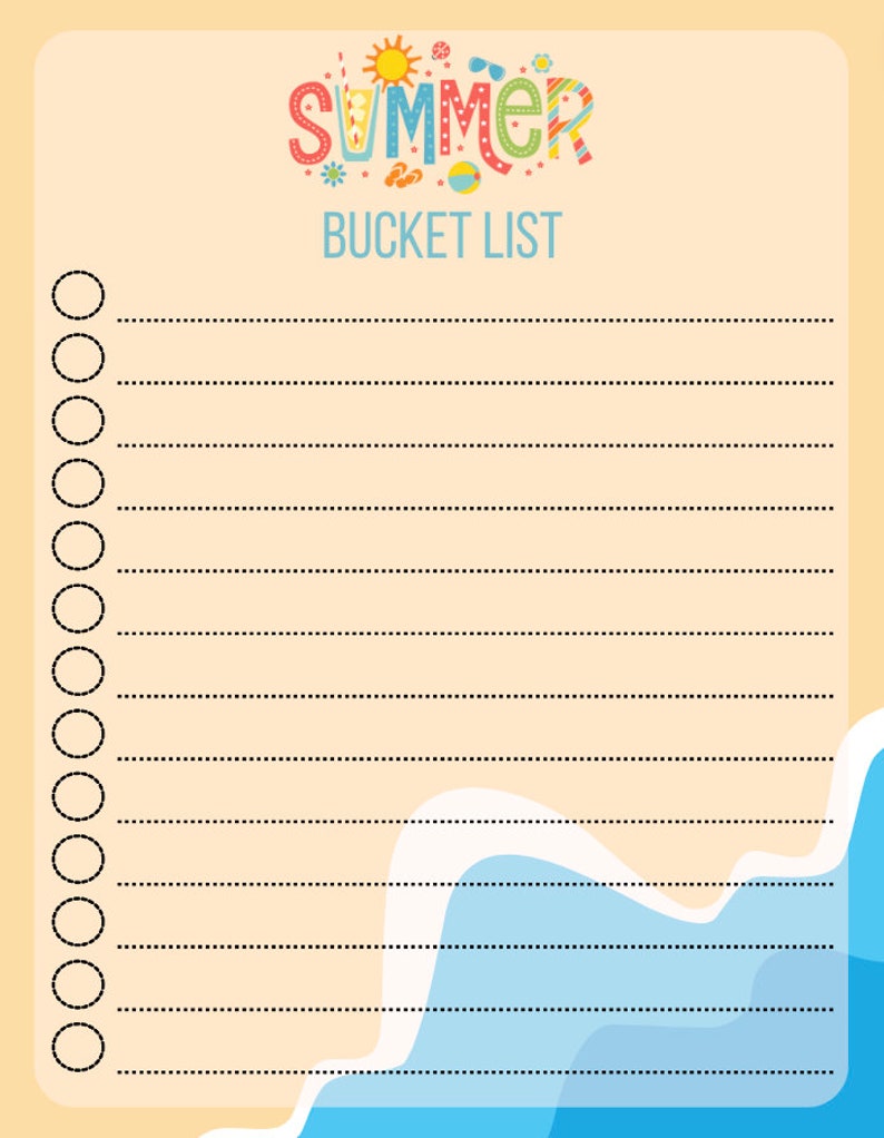 Summer Bucket List Printable With 50 Ideas to Get You Started - Etsy