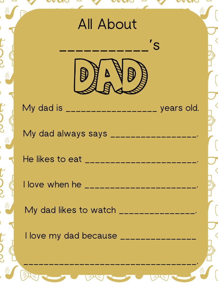 All About Dad Father's Day Printable - Etsy