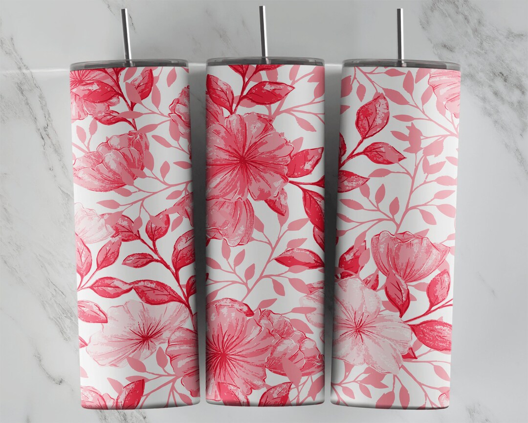 Red Floral Tumbler Design, Novelty Design, Vinyl Wrap, 20oz Tumbler ...
