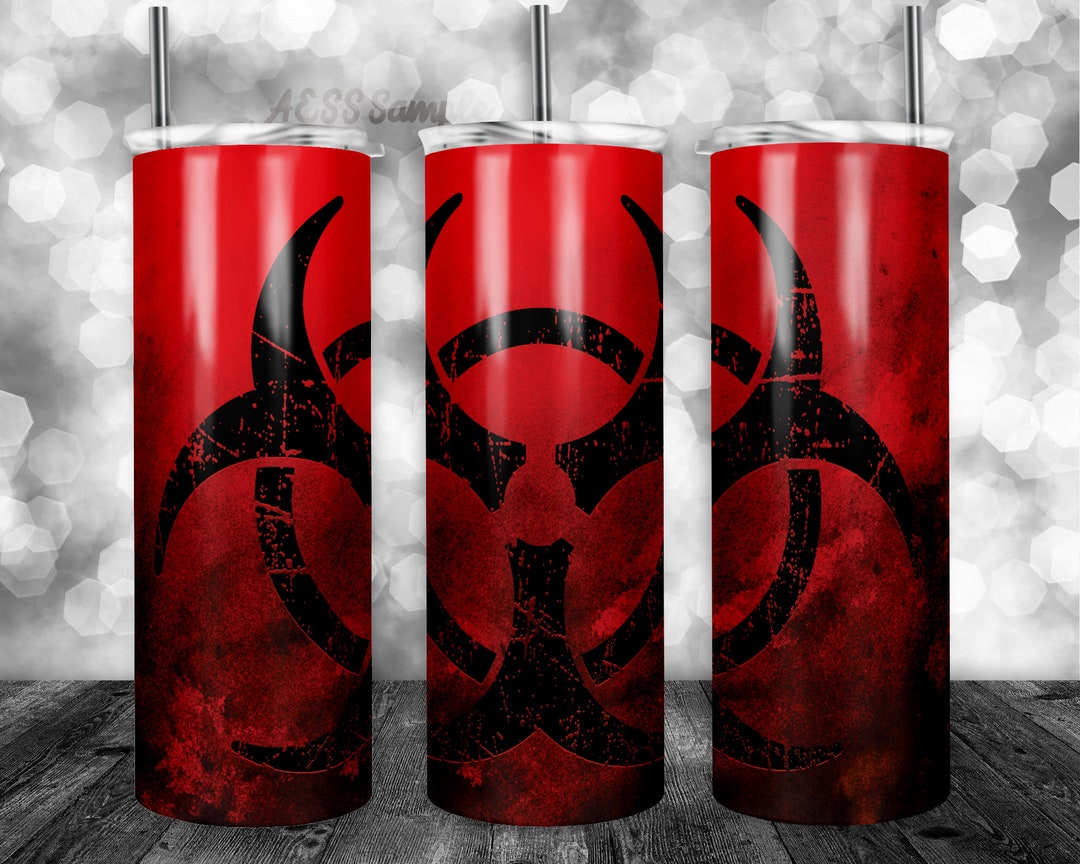 Biohazard Symbol Tumbler Wrap PNG, Grunge Red Sublimation Design for ...