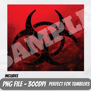 Biohazard Symbol Tumbler Wrap PNG, Grunge Red Sublimation Design for ...