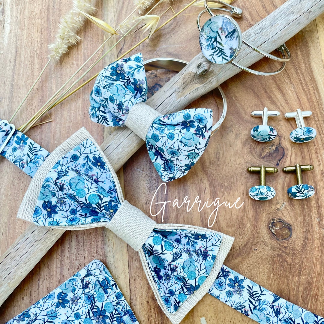 Liberty Print Small Floral Bow Tie - Garrigue - Etsy