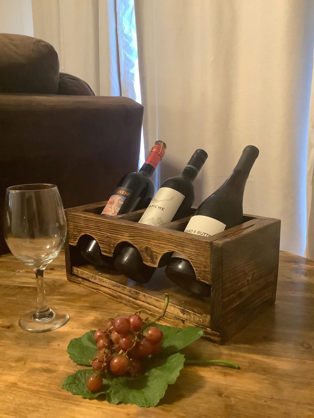 Rustic Wooden Wine Rack | Handcrafted Wine Bottle Holder | Small Wine ...
