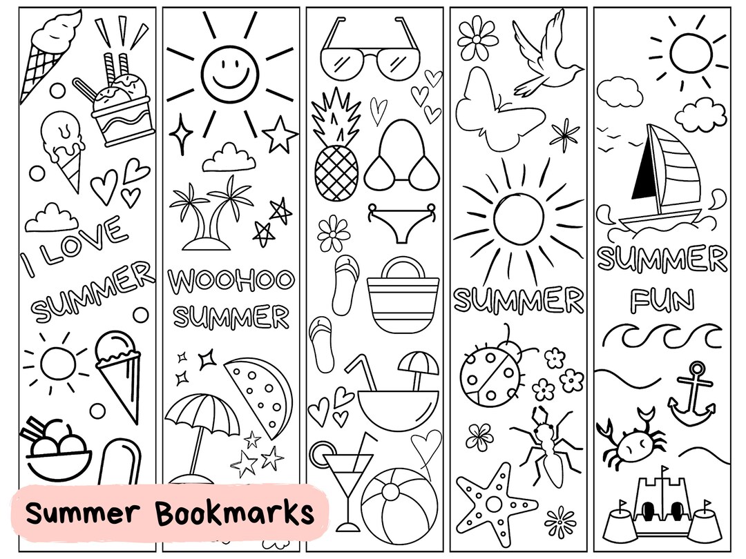 Summer Coloring Bookmarks for Kids Summer Coloring Book Marker for ...