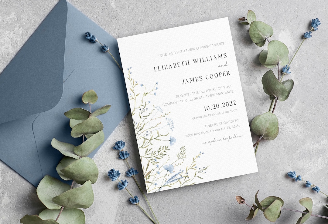 Blue Floral Collection - Wedding Invitation - Print and Digital ...