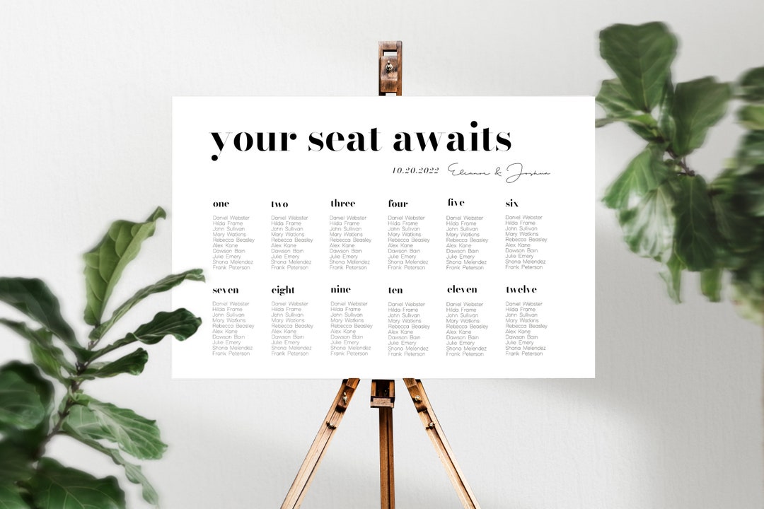 Wedding Seating Bundle - Modern Collection: Seating Chart (vertical ...