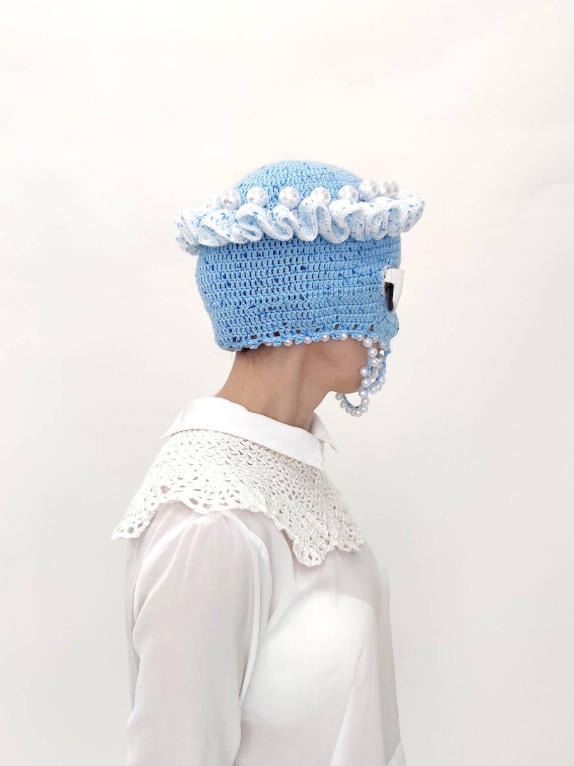 Balaclava, Mask, Womens Mens Royal Balaclava, Crochet Sky Blue Mask ...