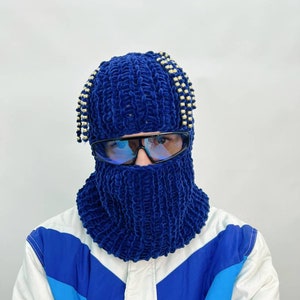 Mask, Dreadlocks Balaclava, Dreadlocks Mask, Blue Gold Knit Mask ...