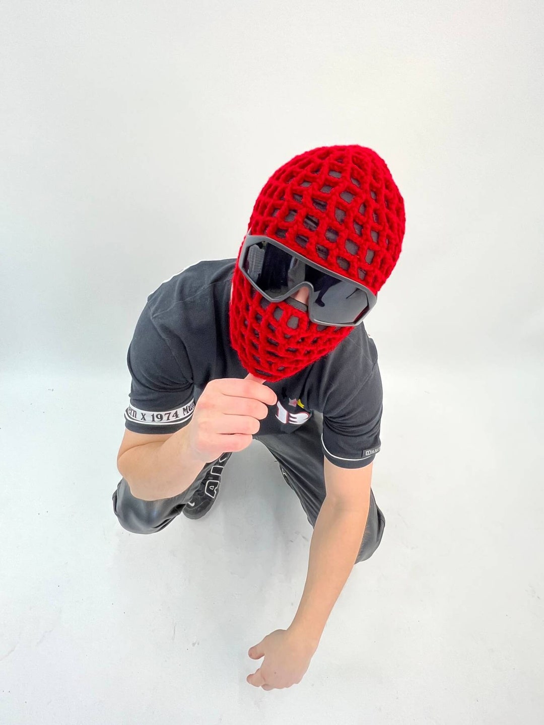 Balaclava, Mens Red Net Balaclava, Red Face Mask, Mens Womens Balaclava ...