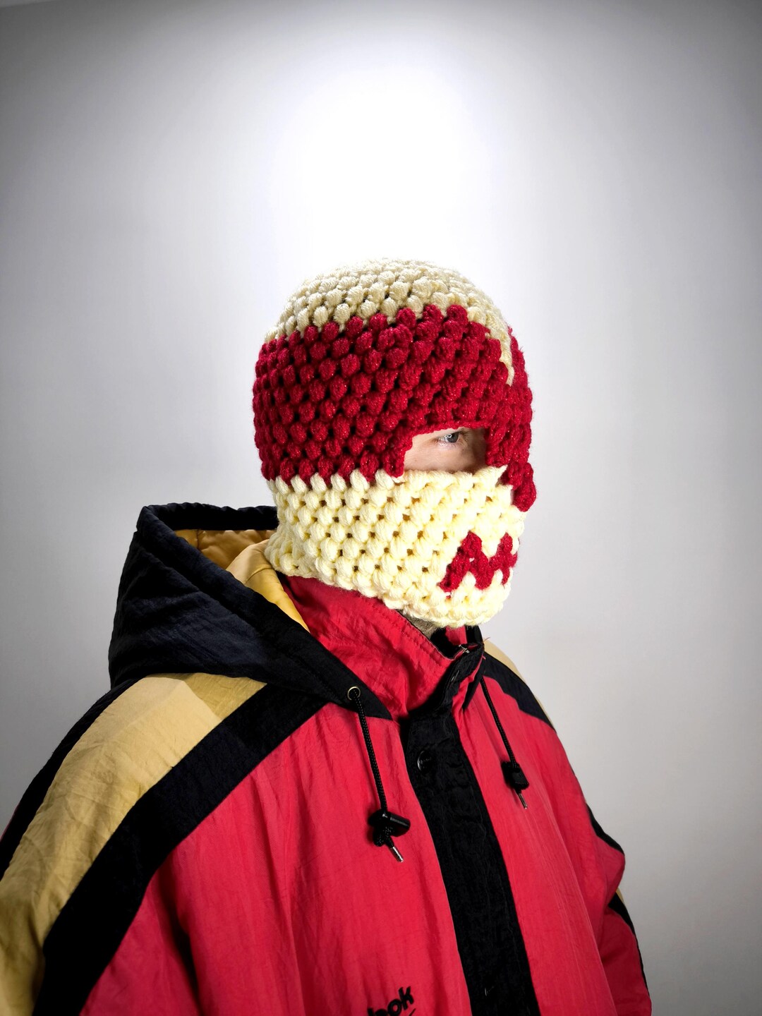 Mask, Balaclava, Red/ Ivory, Masker, Crochet Mask, Handmade Balaclava ...