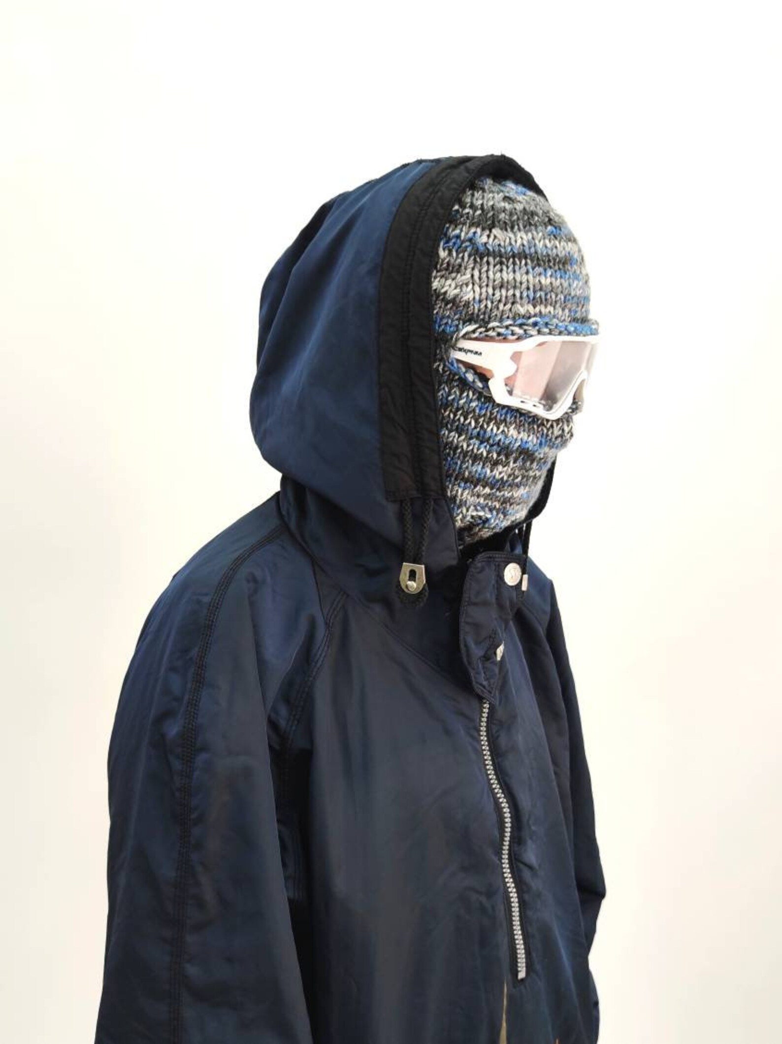 Knitted Helmet, Mens Blue/ Gray Head Mask, Knitted Mens Ski Mask, Mens ...