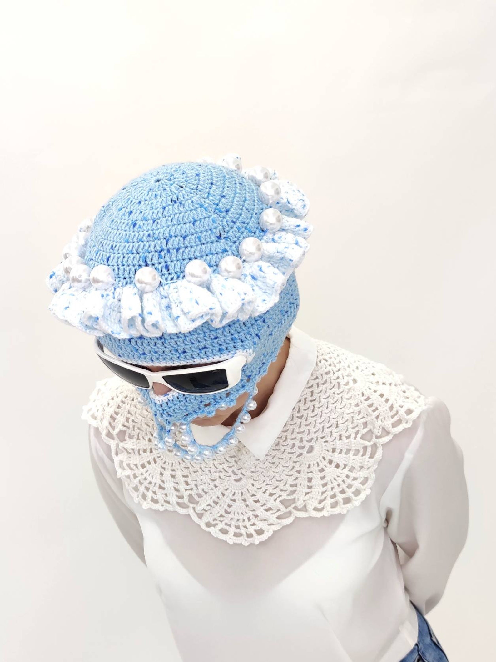 Balaclava, Mask, Womens Mens Royal Balaclava, Crochet Sky Blue Mask ...